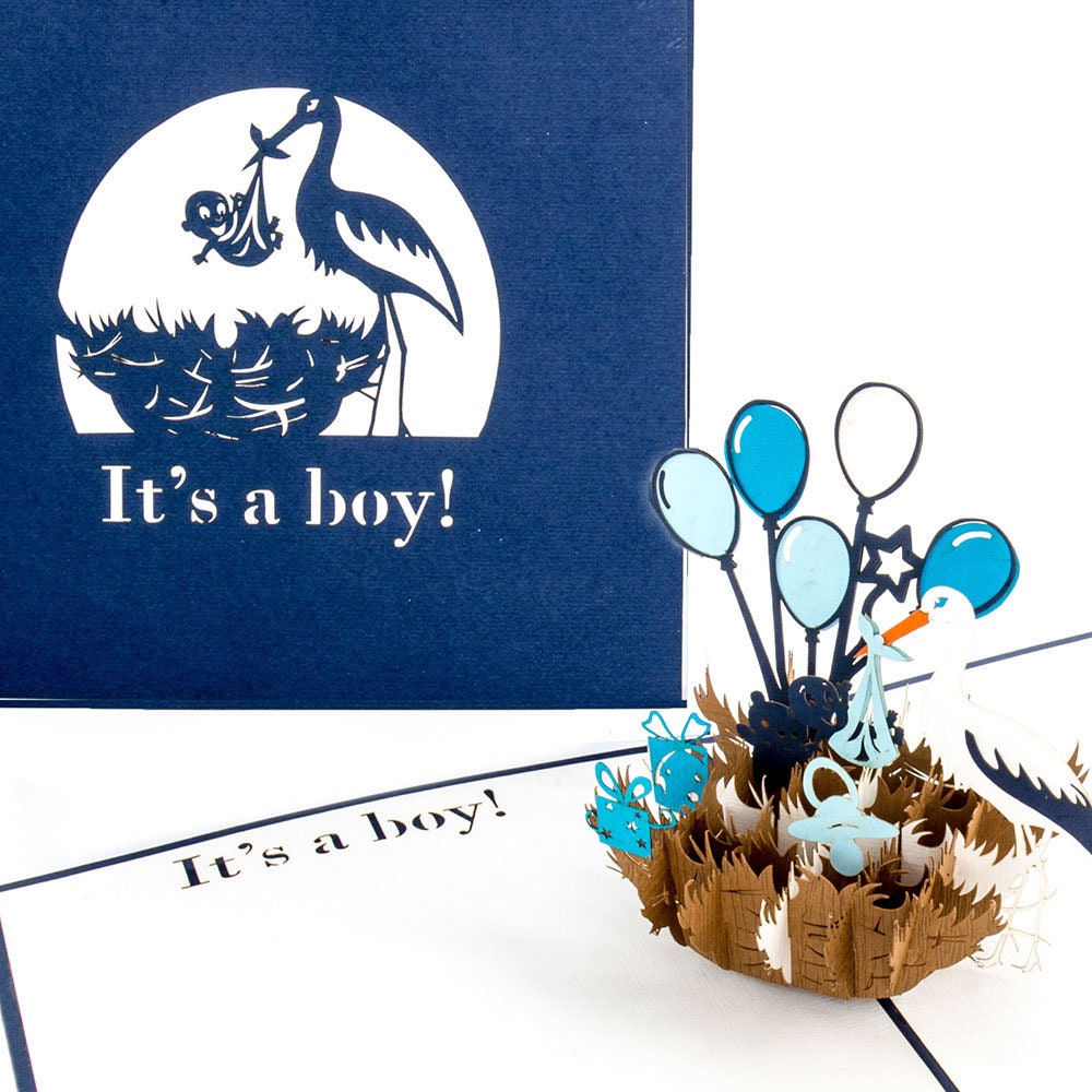 Pop-up Card Baby Crip Card It's a Boy Unique 3D Baby - Etsy