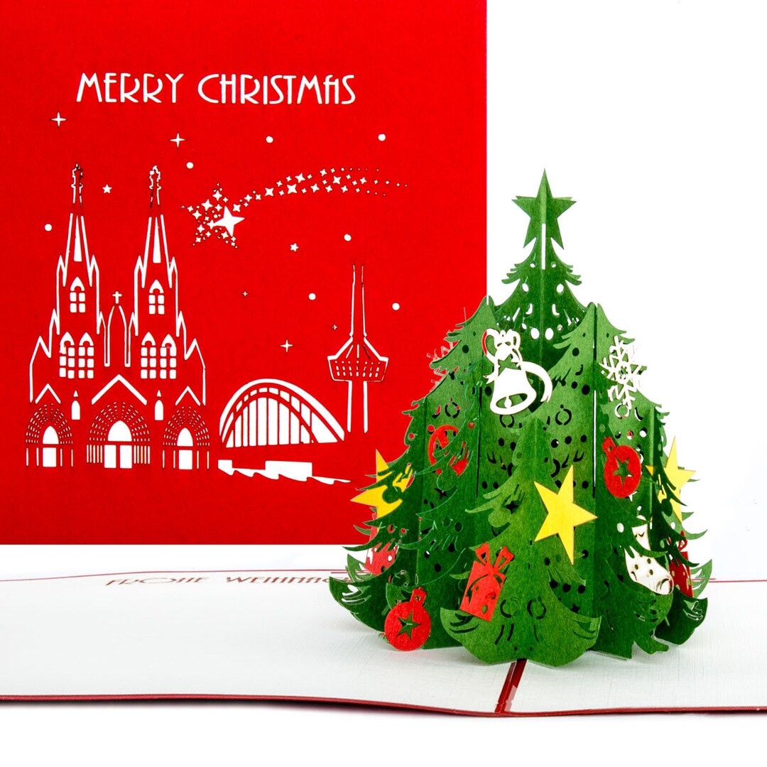 3D Pop up Map christmas Tree Cologne Skyline 3D Christmas Card With ...