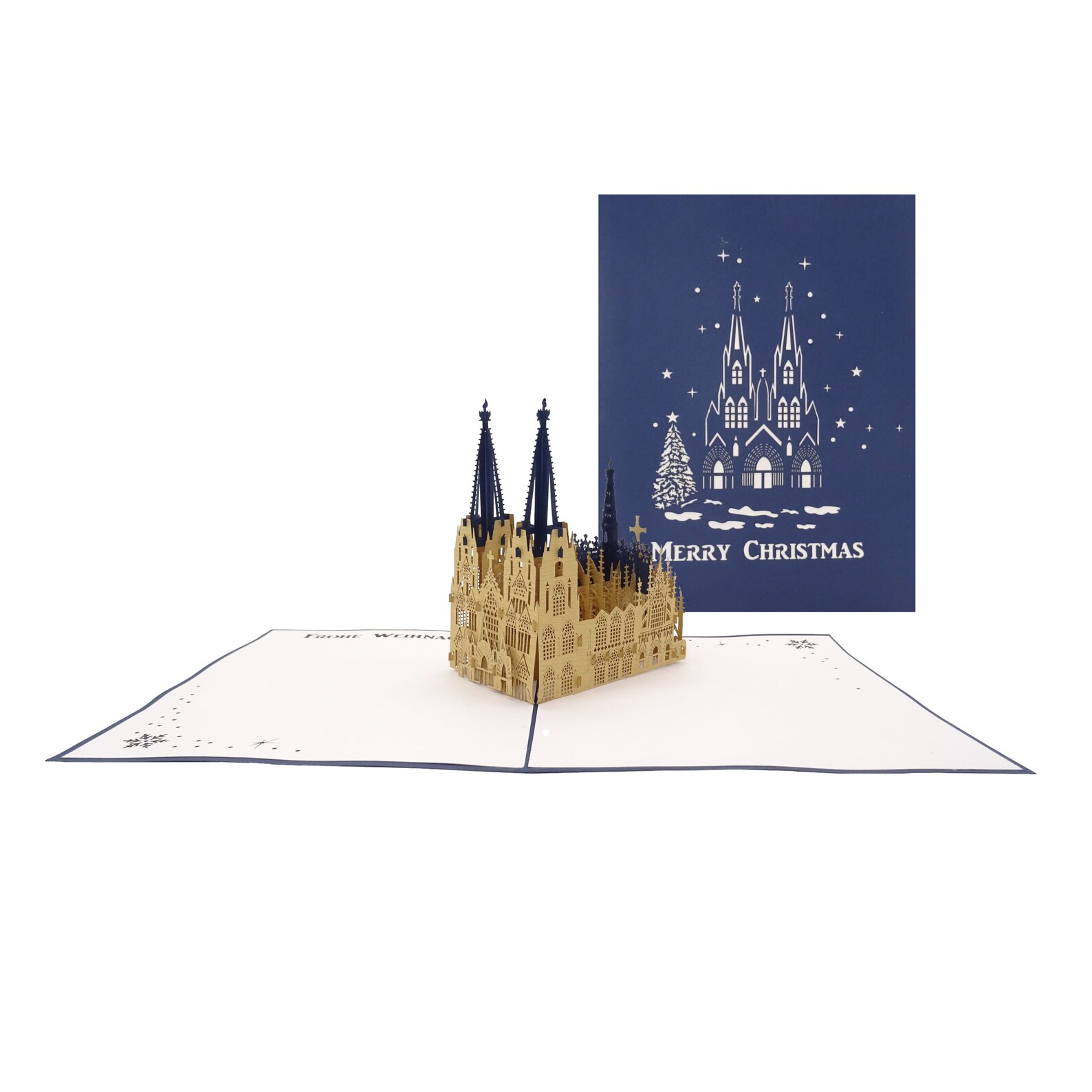 Pop-up Card "cologne Cathedral "merry Christmas" in Blue - 3D Christmas ...
