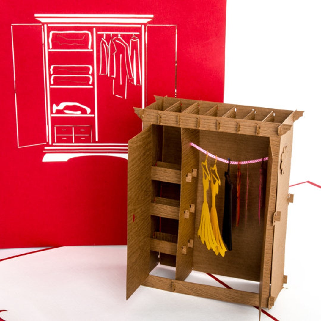 Pop up Card wardrobe 3D Birthday Card as Voucher for Furniture and ...