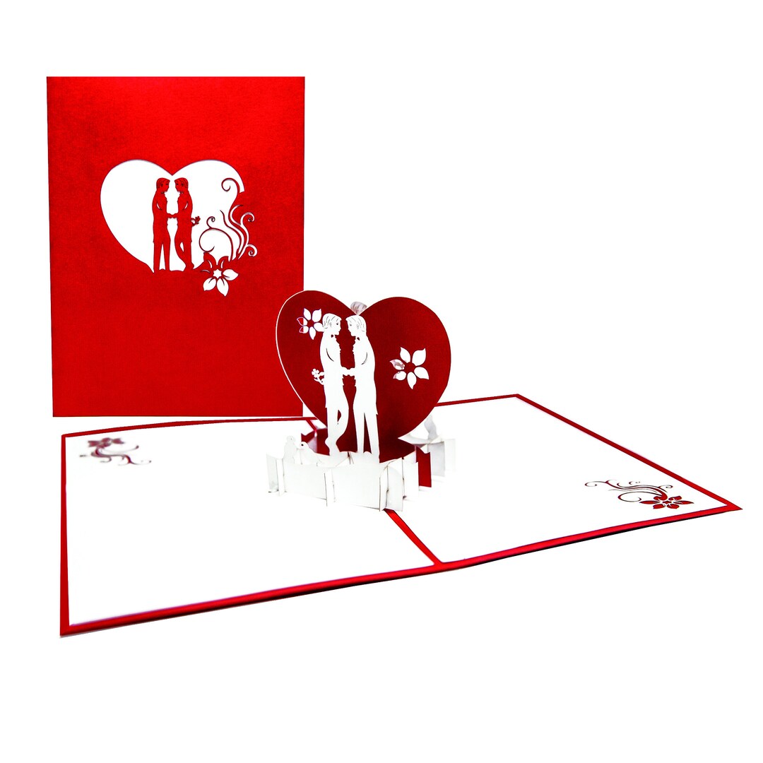 Pop-up Card boys in Love Gay Valentine Card for Valentine's Day ...