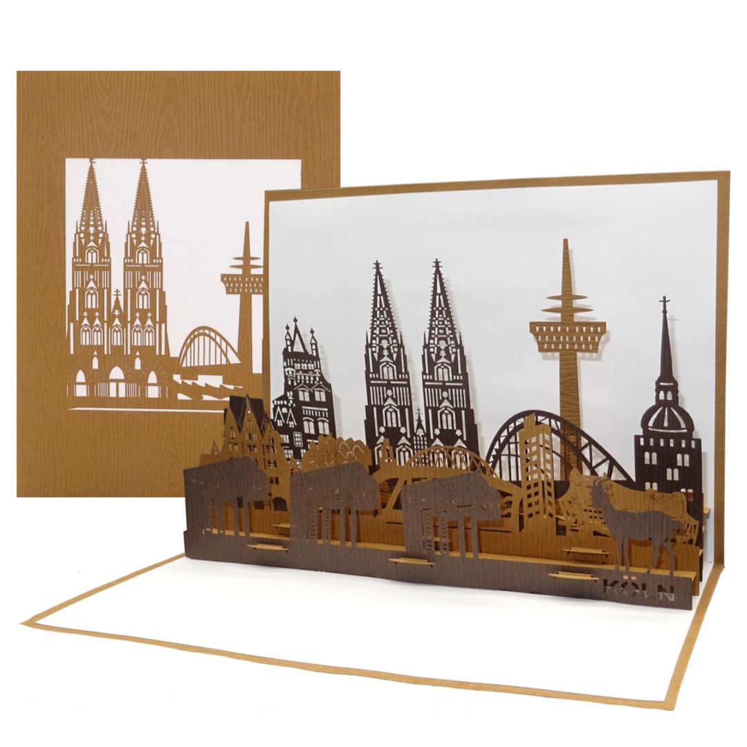 Pop up Card "cologne - Cologne Skyline" - Large 3D Birthday Card as a ...