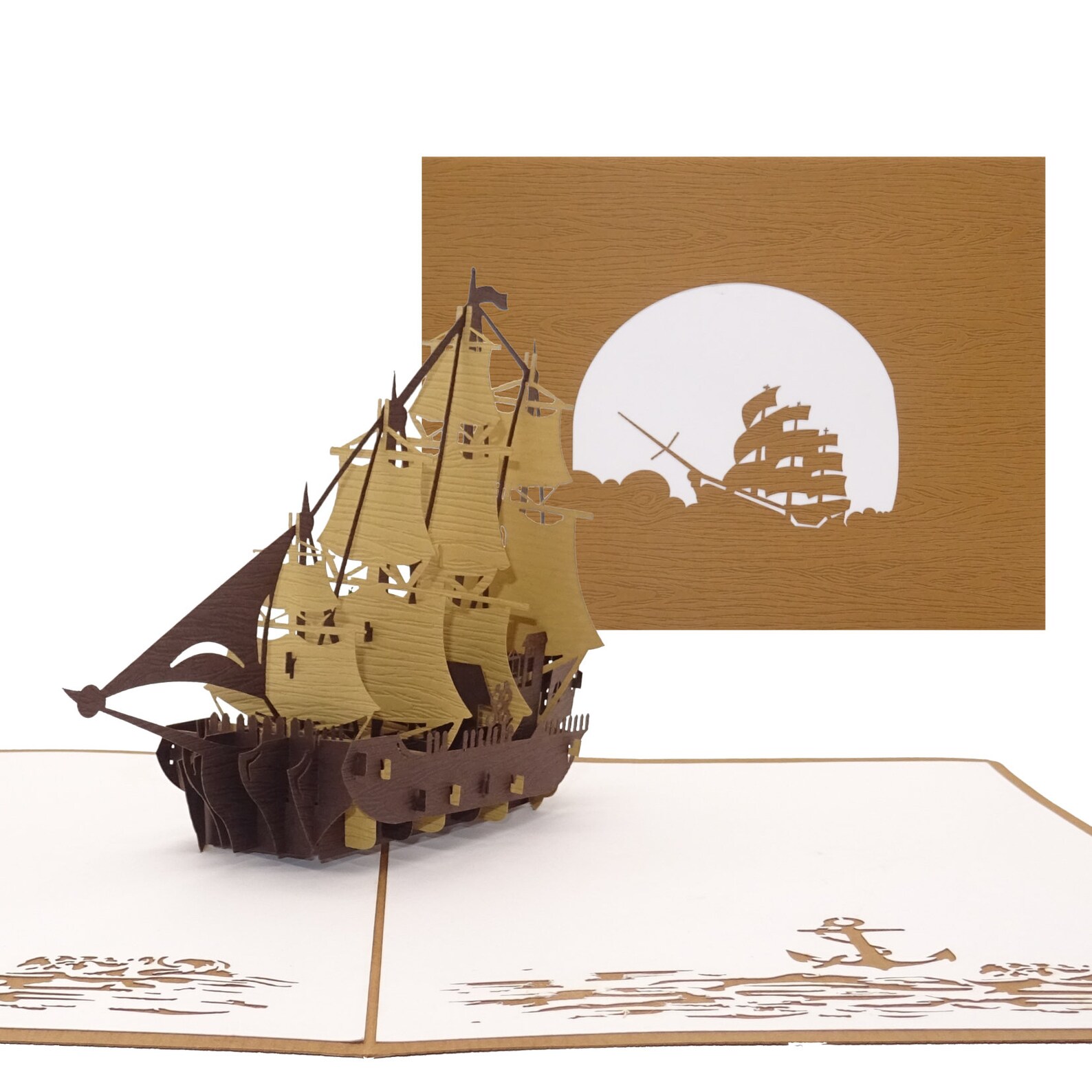 Pop up Card "sailing Ship - Four-master" Large 3D Birthday Card With ...