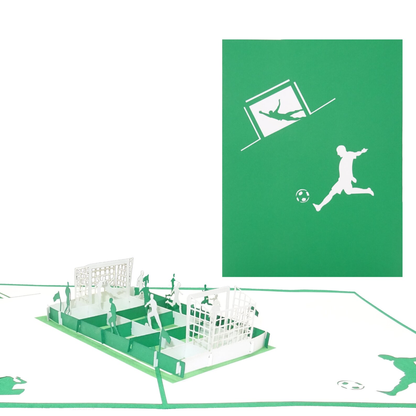 Pop up Card "football - Green & White" 3D Birthday Card Football, Fan ...
