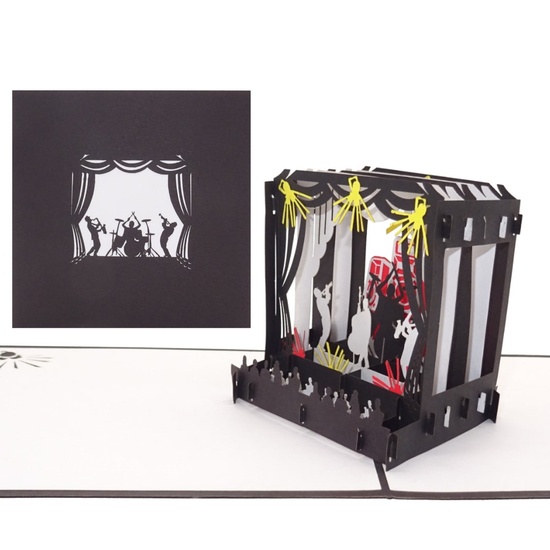 Pop up Card music Live on Stage Concert Card, Unusual Voucher Card ...