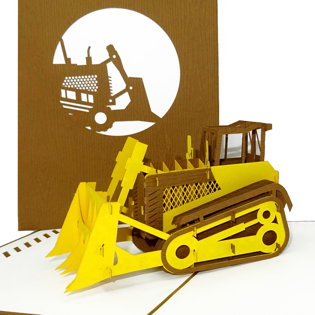 3D Birthday Card bulldozer Bulldozer Pop up Card as Greeting Card, Gift ...