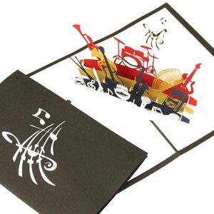 3D Pop up Card "orchestra - Musical Instruments" - Birthday Card Music ...