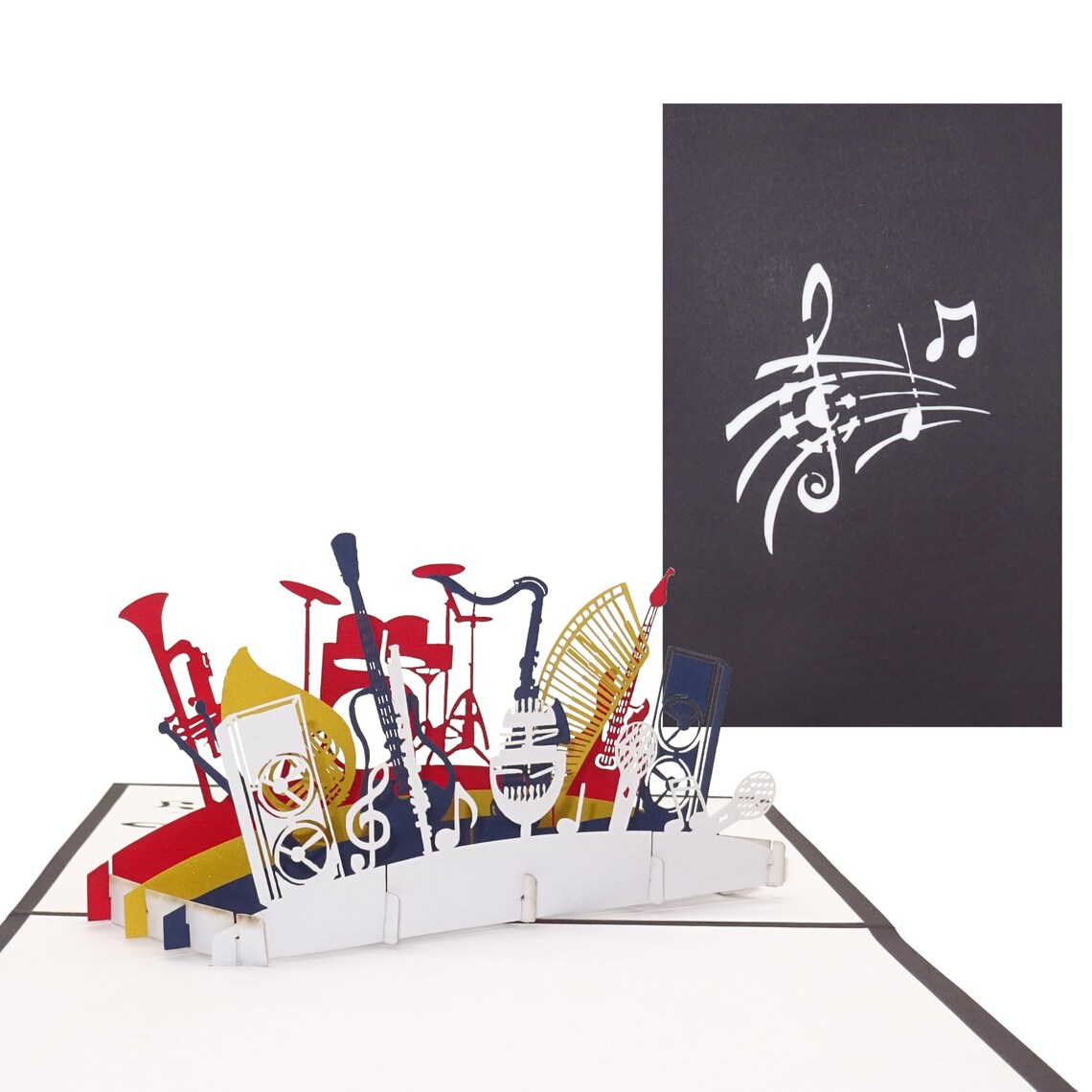 3D Pop up Card "orchestra - Musical Instruments" - Birthday Card Music ...
