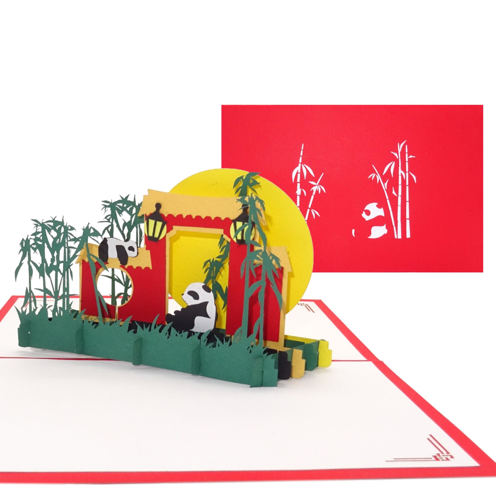 Panda Birthday Card “panda Bears & Bamboo” - 3D Pop up Card With Pandas ...