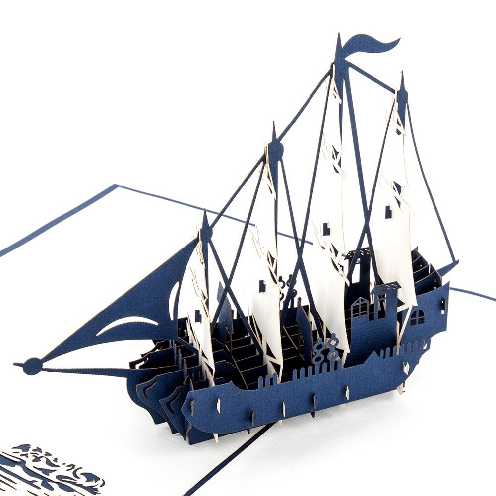 Pop-up Card "4-master - Sailing Ship" 3D Birthday Card With Model Ship ...