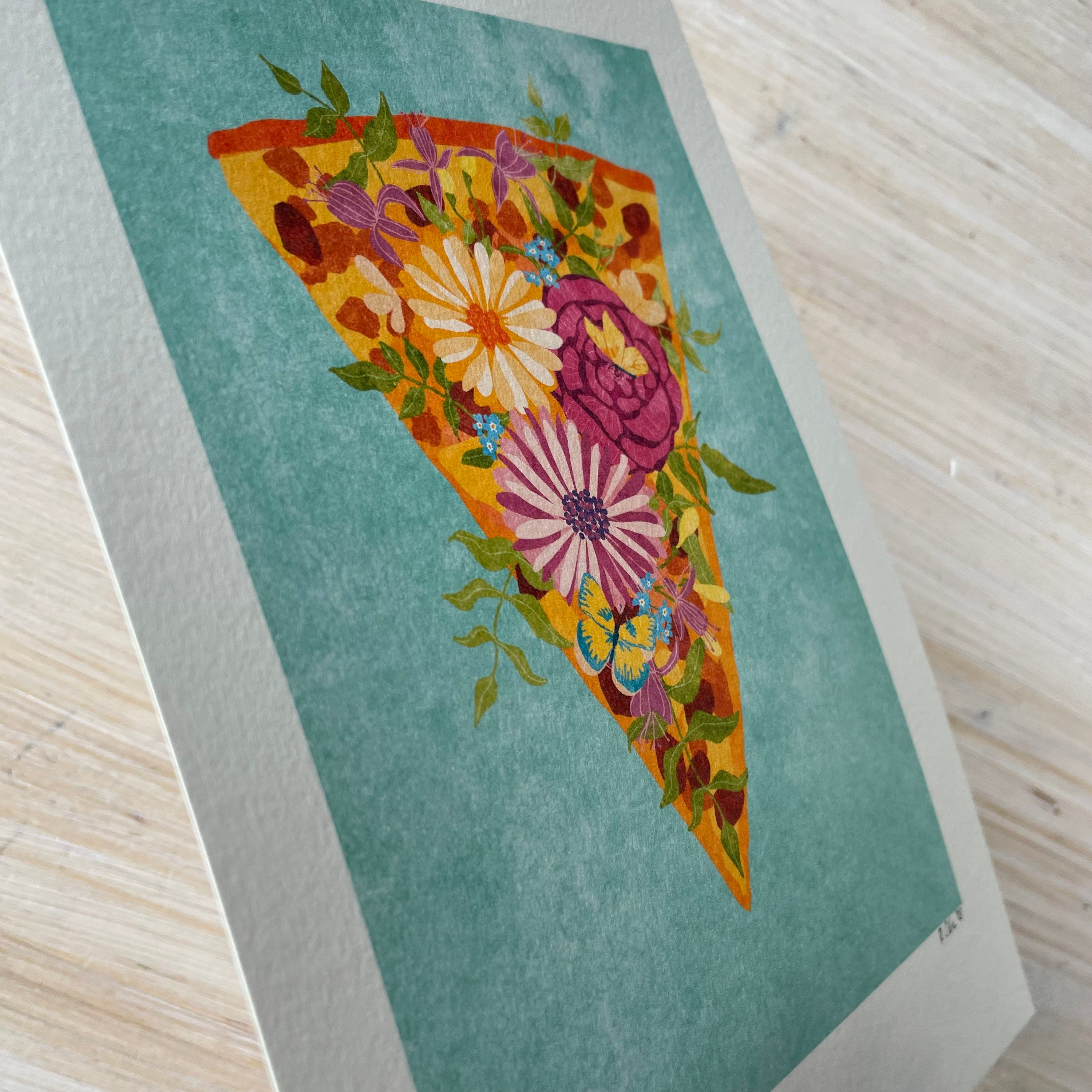 Art Print flower Pizza Illustration by Raissa Oltmanns - Etsy
