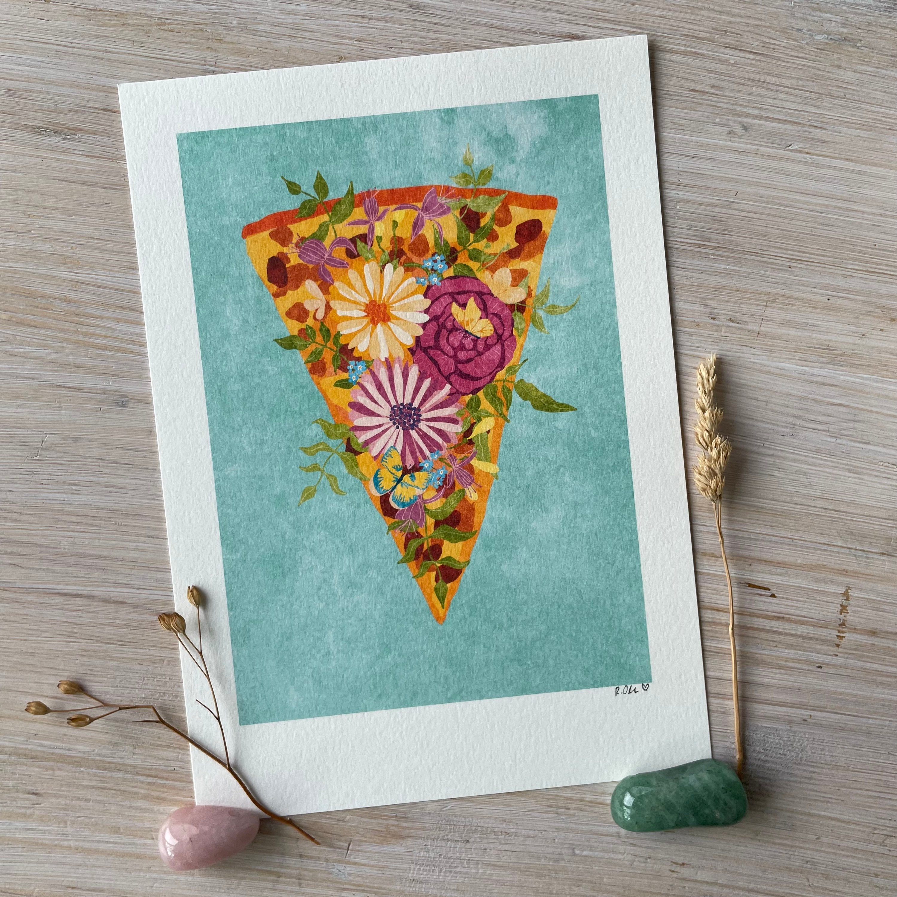 Art Print flower Pizza Illustration by Raissa - Etsy