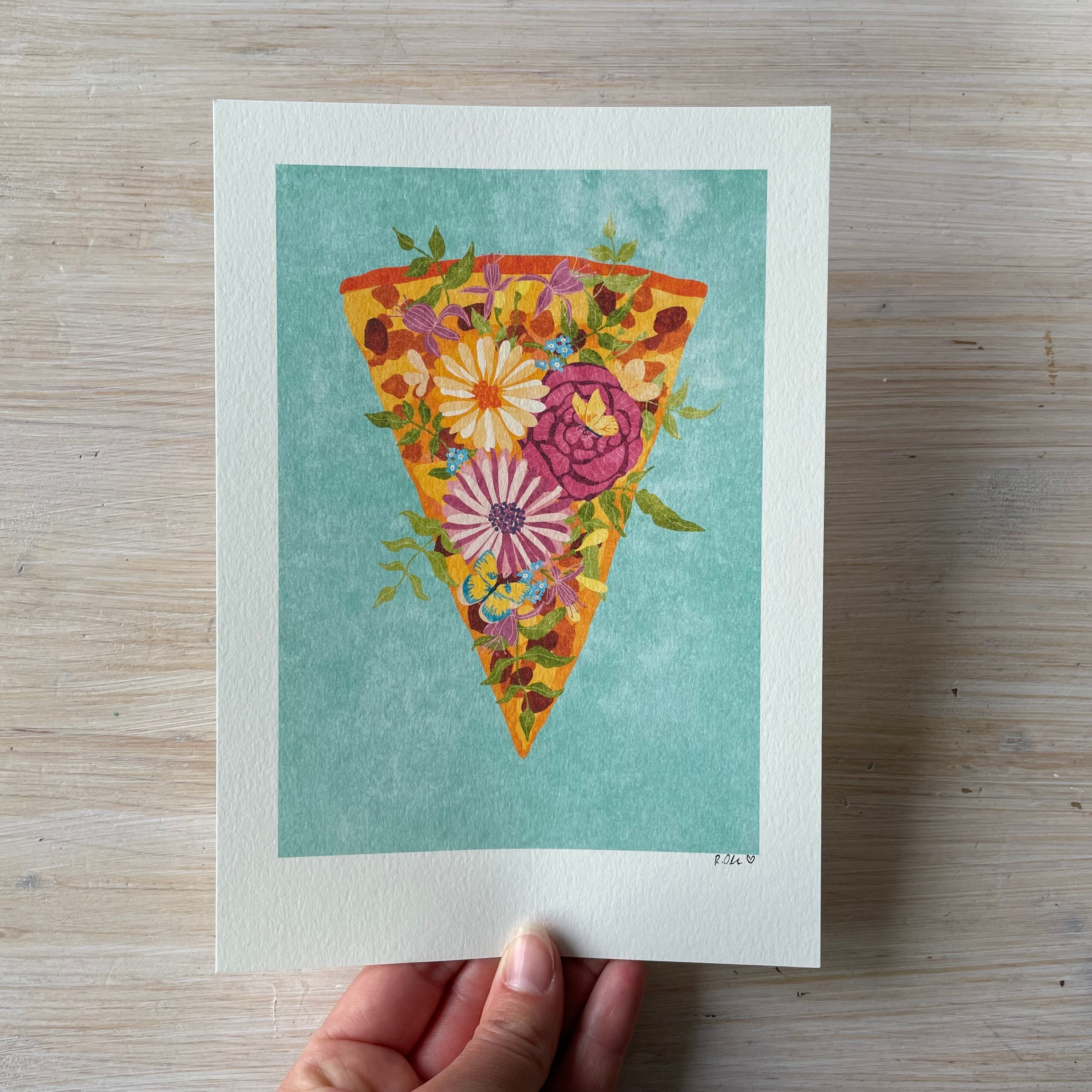 Art Print flower Pizza Illustration by Raissa - Etsy