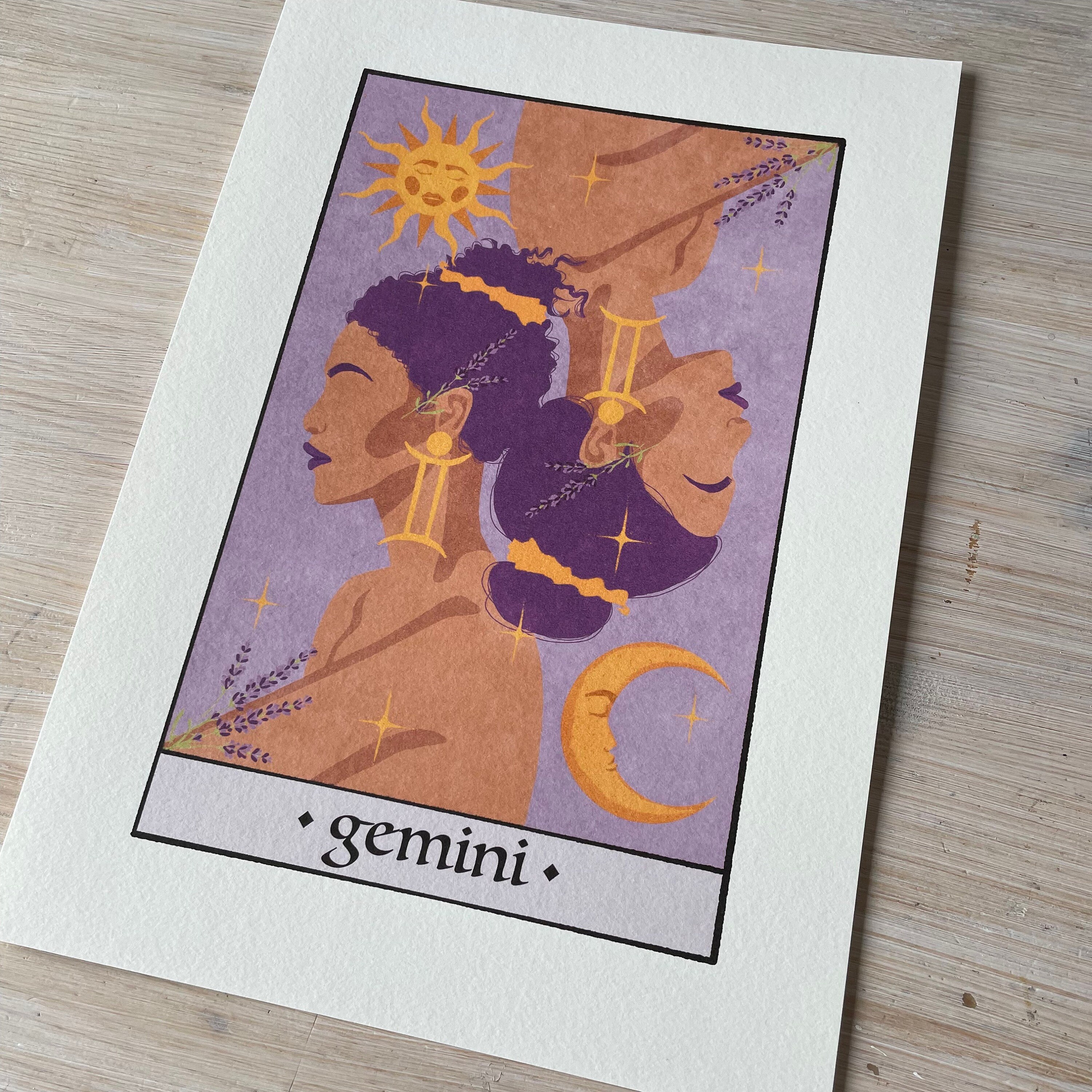 Art Print gemini Astrology Zodiac Sign by Raissa | Etsy