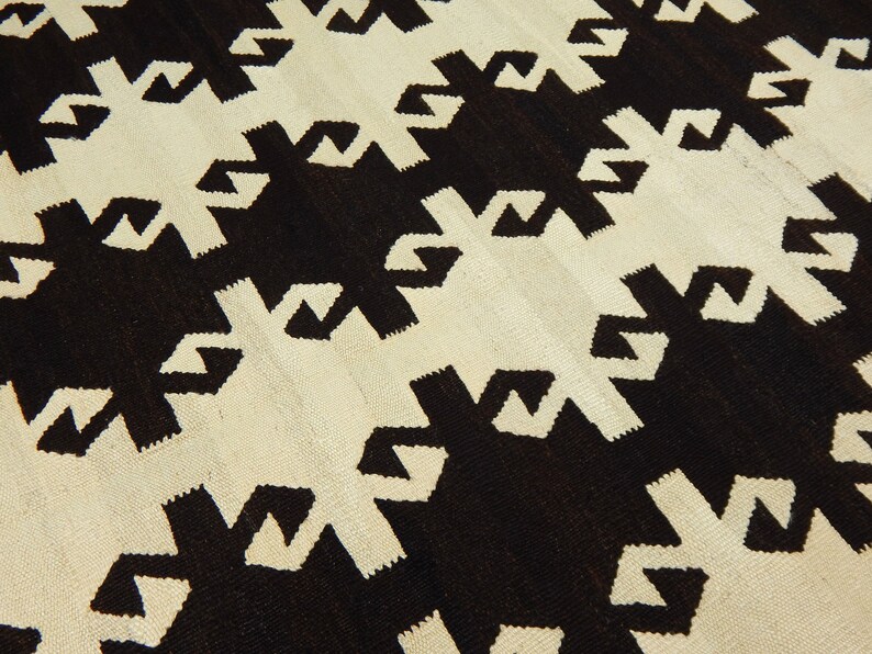 Native Rug off White Black Aztec Kilim Navajo Flatwoven | Etsy