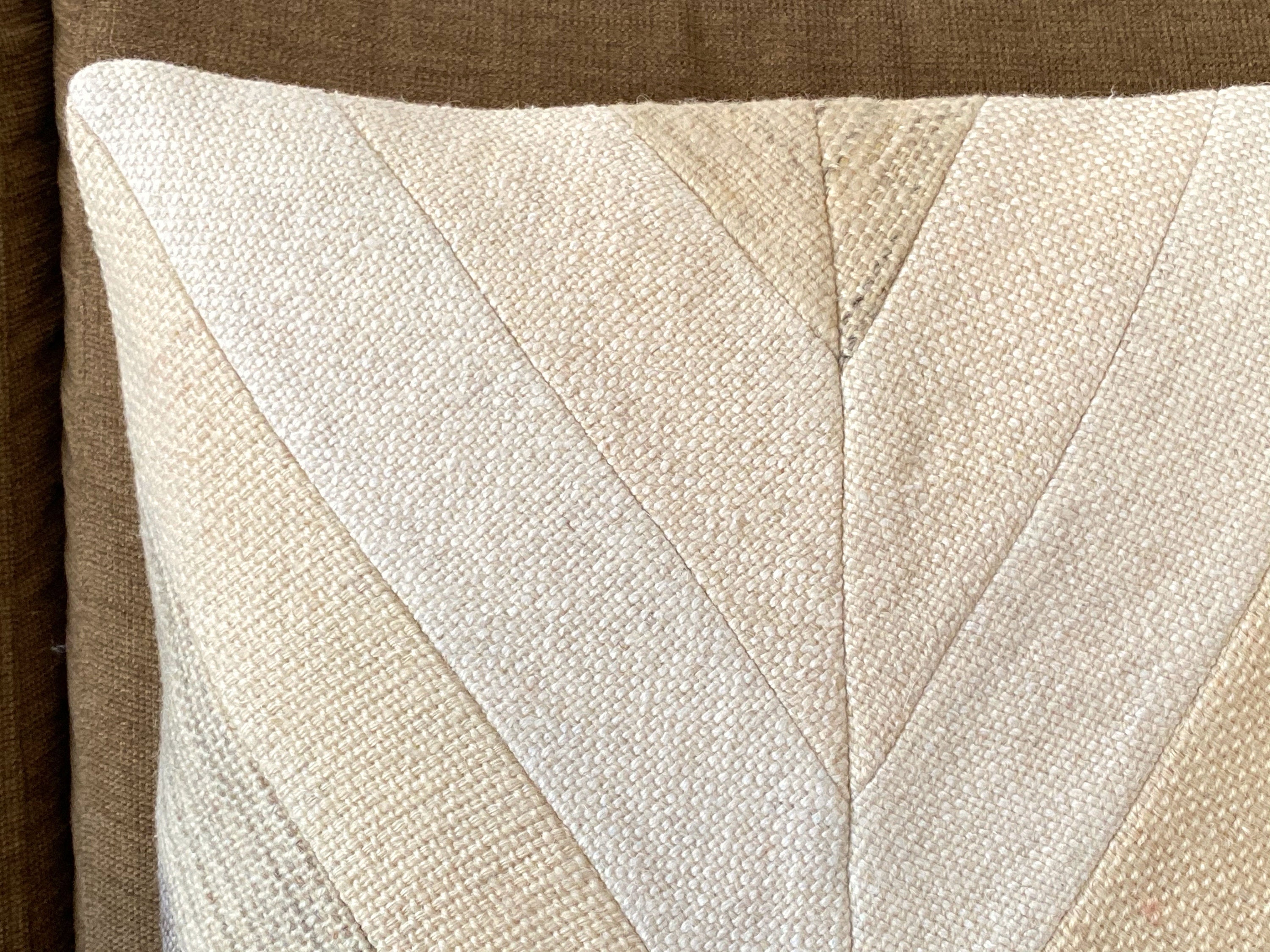 Woven Throw Pillow Wool Textured Cushion 16x16 Gray Cream - Etsy