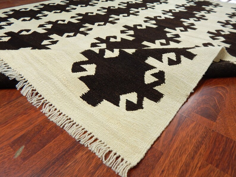 Native Rug off White Black Aztec Kilim Navajo Flatwoven | Etsy