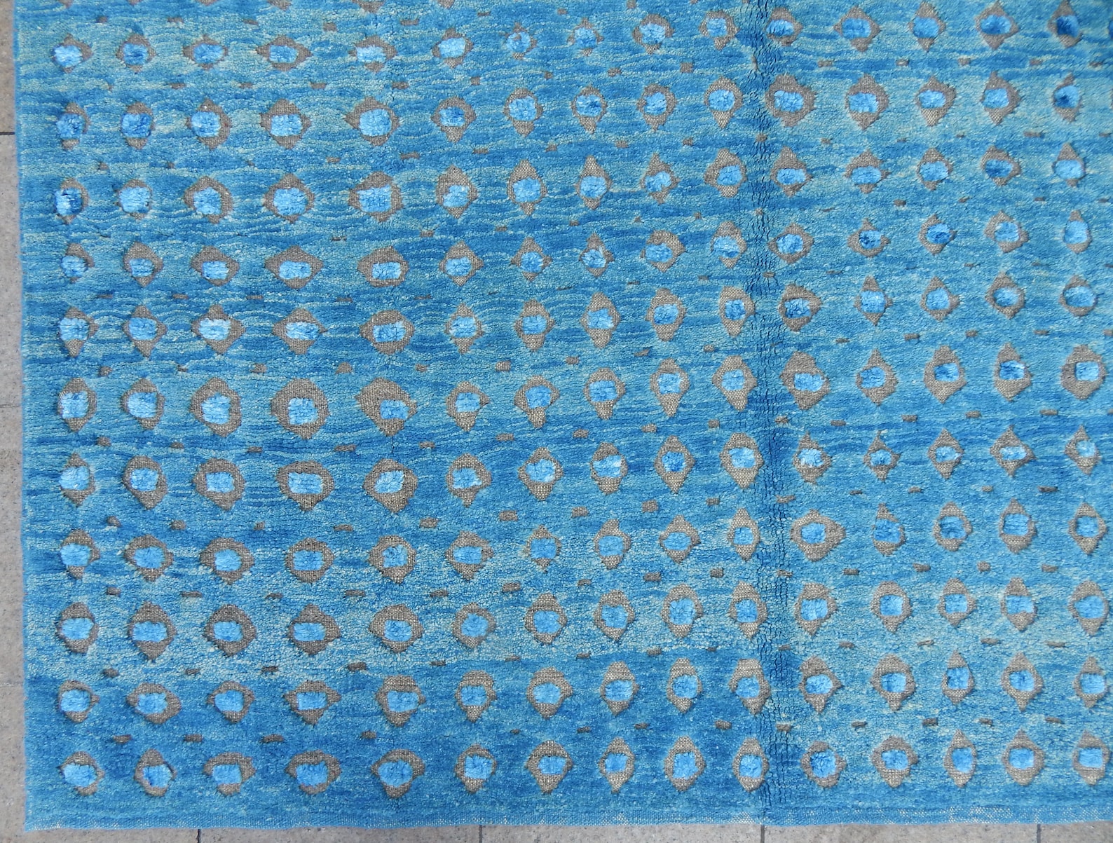 Blue Rug 7'2 X 9'11, Large Geometric Carpet, Diamond Patterned Turkish ...