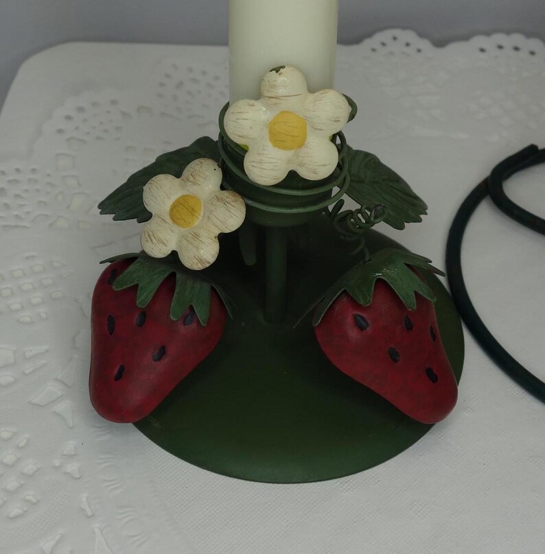 Rustic Metal Fruit Candle Holders: Strawberry and Apple Candlestick ...