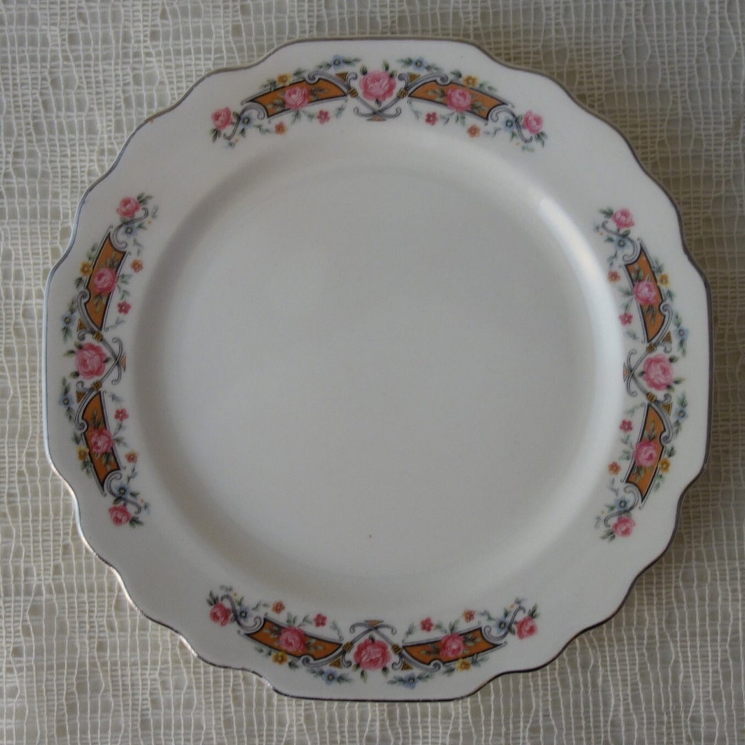 Lido Shape Flower Rim W.S. George Floral Rim Salad Plate Floral Sprays ...
