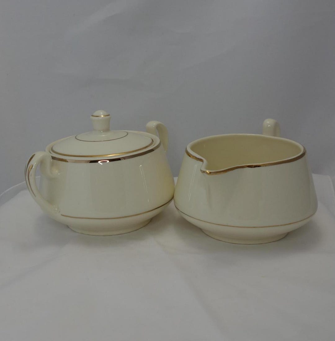 Vintage Cream and Sugar Set Gold-rimmed Cream and Sugar Bowls ...