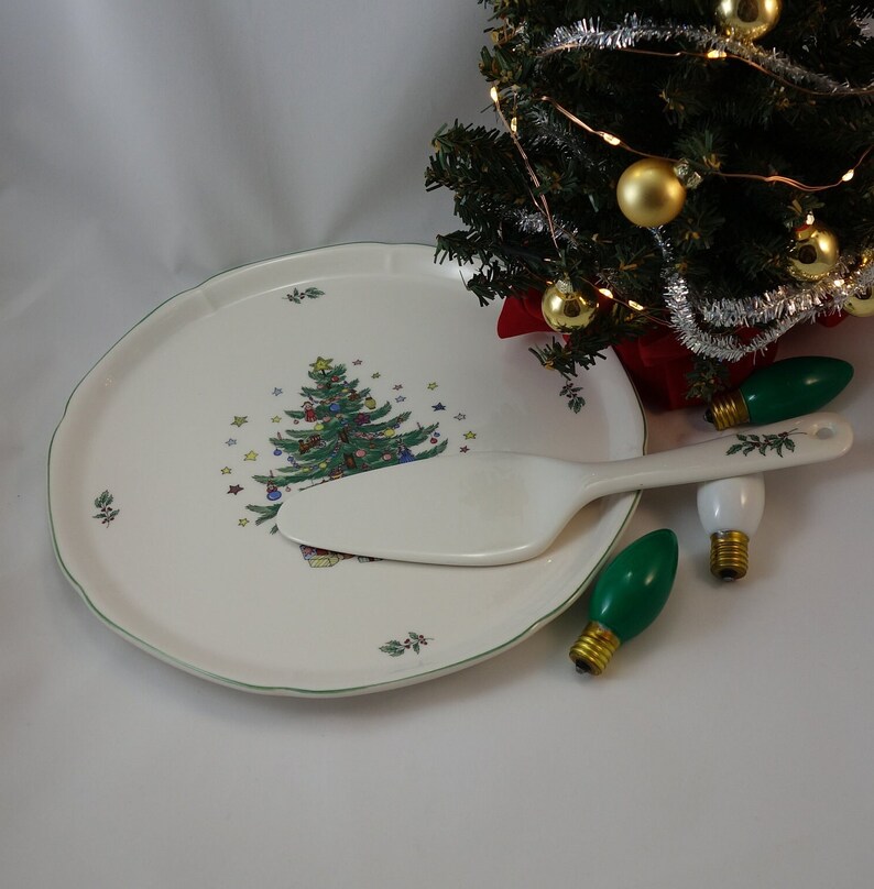 Nikko Christmastime Cake Plate With Server: Victorian Christmas Tree ...
