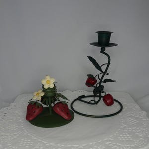 Rustic Metal Fruit Candle Holders: Strawberry and Apple Candlestick ...