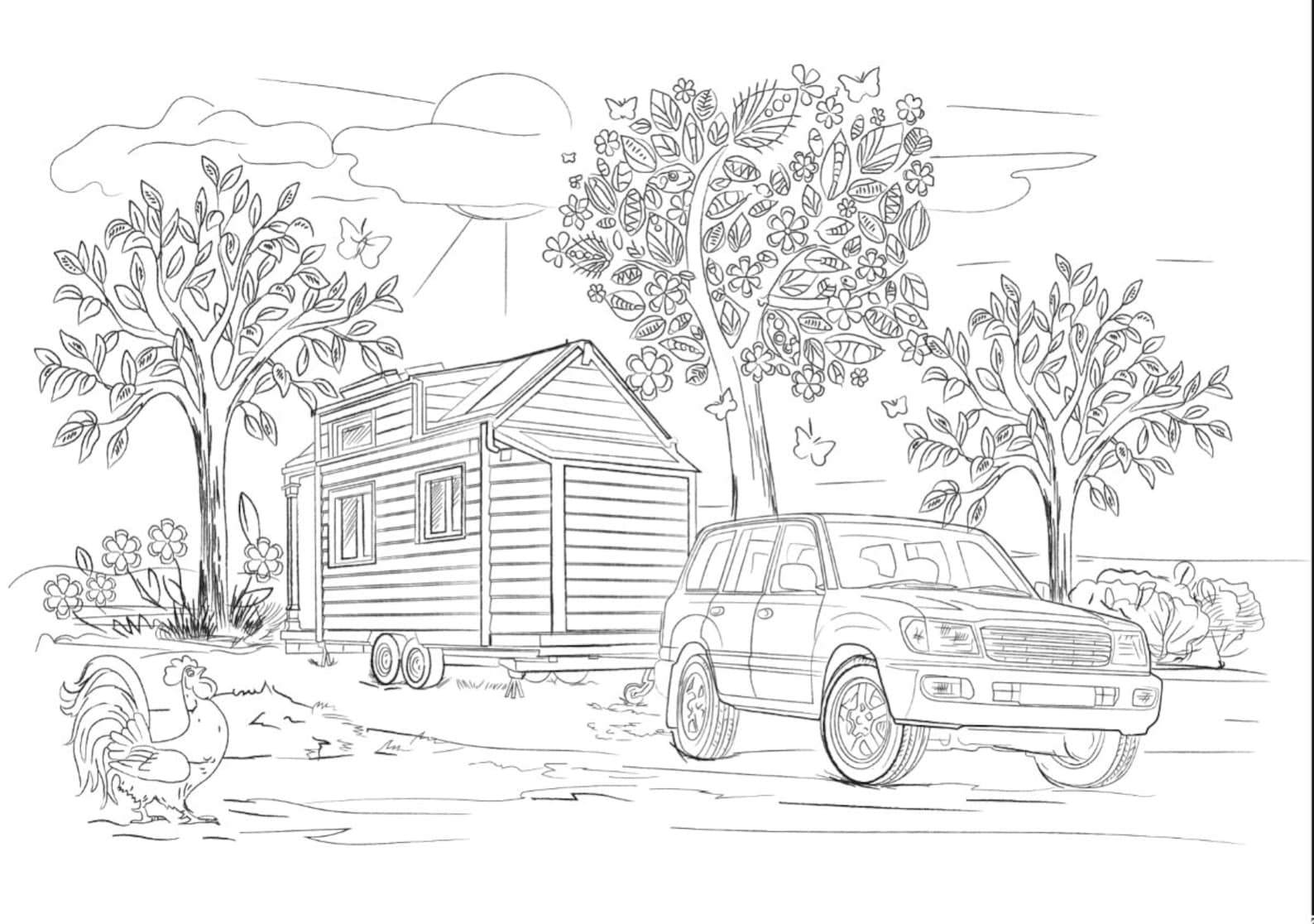 Three Tiny Home Printables| Coloring Pages for Adults| Spring Coloring ...