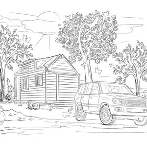 Three Tiny Home Printables| Coloring Pages for Adults| Spring Coloring ...