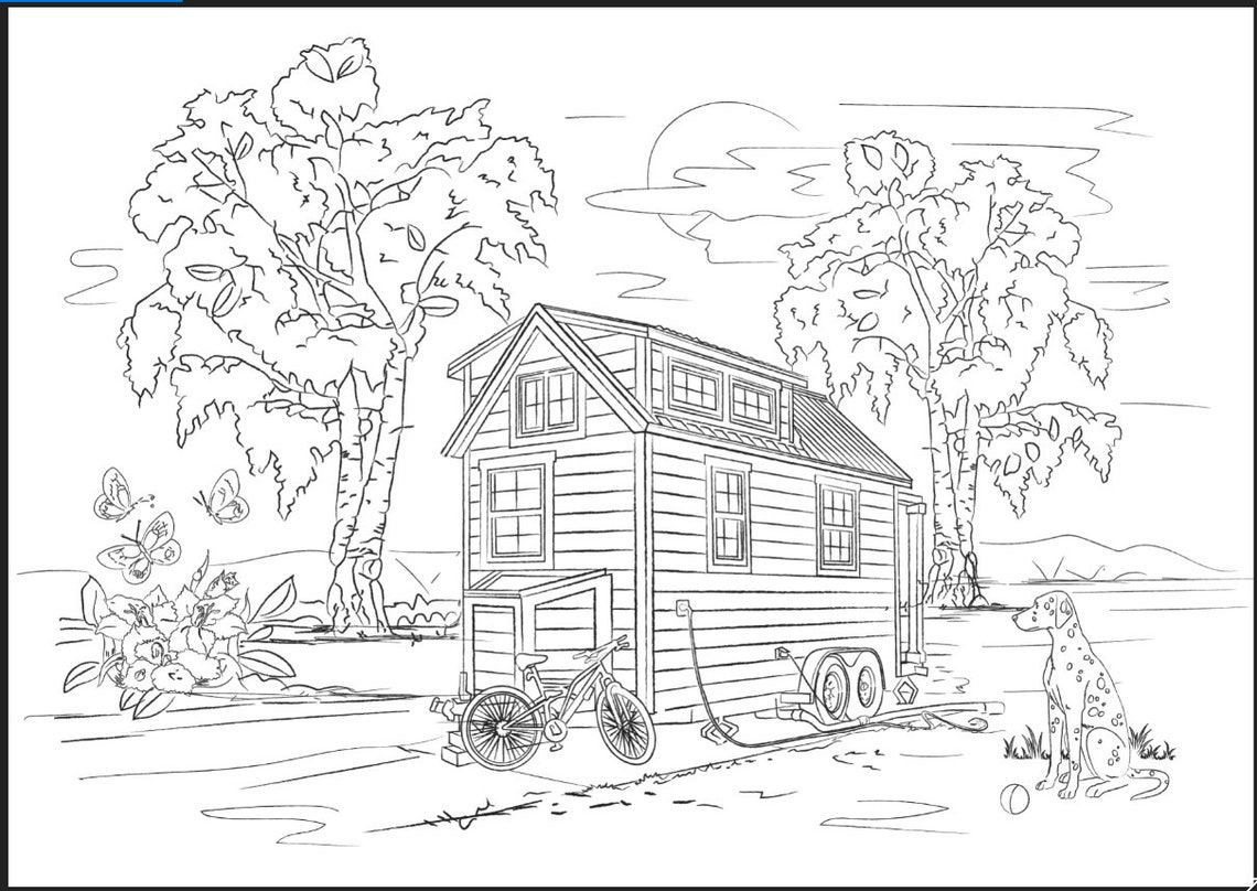 Tiny House - Coloring Pages - Colorable- Back - White - Small House ...