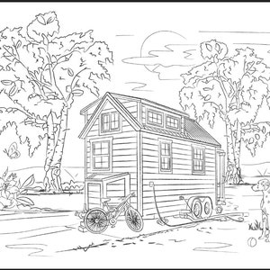 Tiny House - Coloring Pages - Colorable- Back - White - Small House ...
