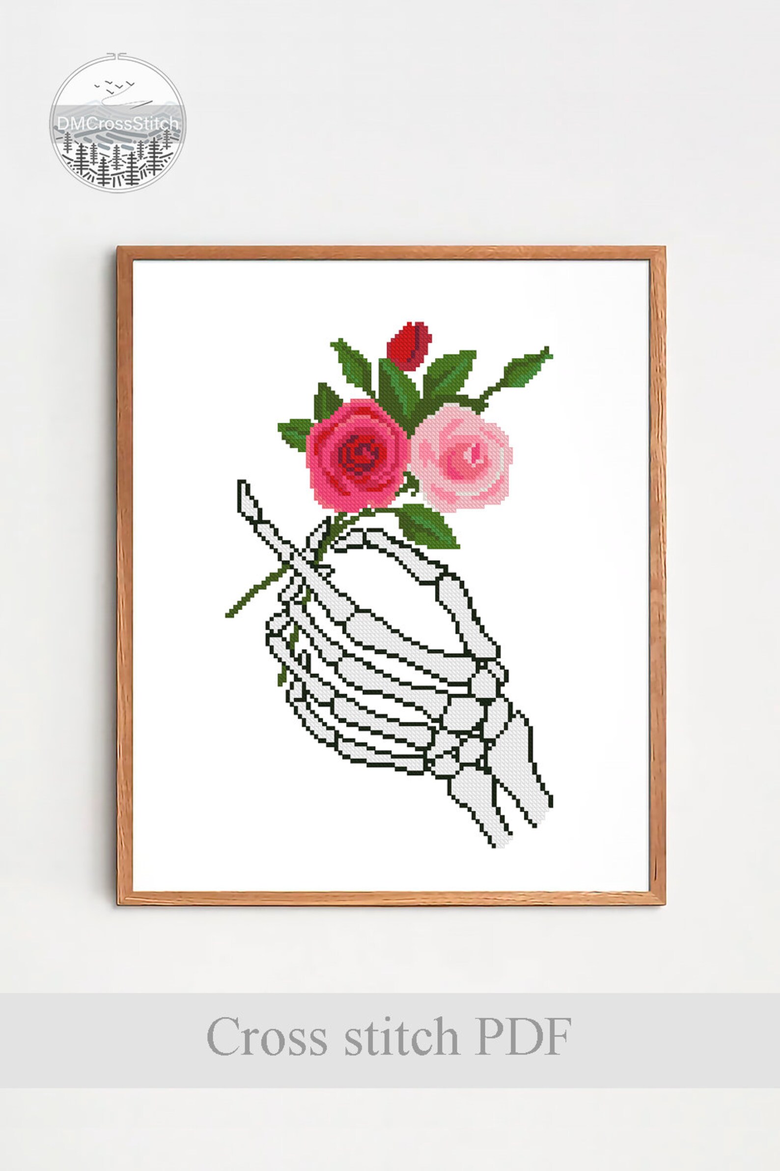 Skeleton Hand Modern Cross Stitch Pattern PDF, Anatomy Counted Cross ...