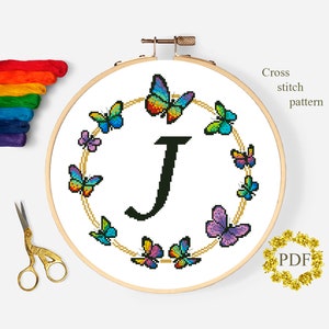Letter J Modern Cross Stitch Pattern PDF, Monogram Baby Counted Cross ...