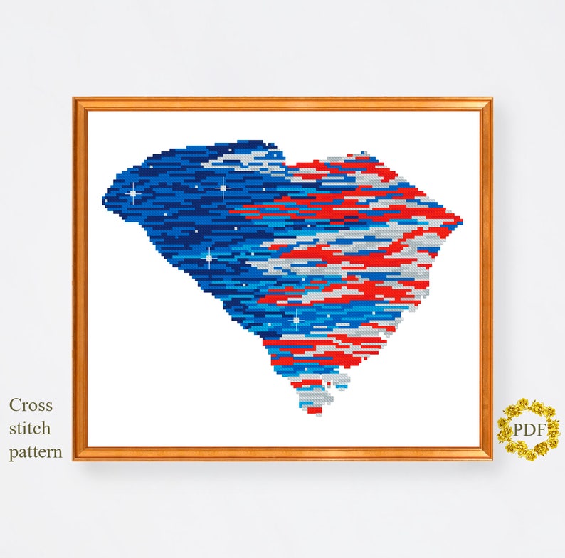 South Carolina State Map Modern Cross Stitch Pattern PDF - Etsy