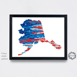 Alaska State Map Modern Cross Stitch Pattern PDF, American Flag Counted ...