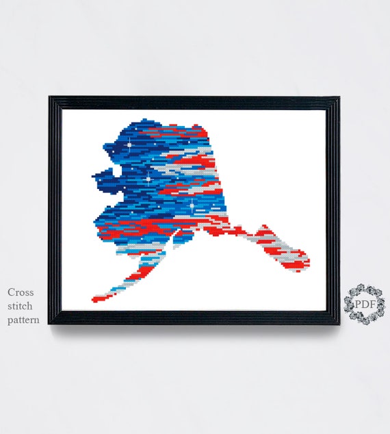 Alaska State Map Modern Cross Stitch Pattern PDF American - Etsy