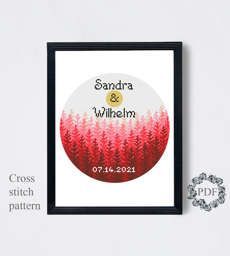 Marriage Modern Cross Stitch Pattern PDF Wedding Counted - Etsy