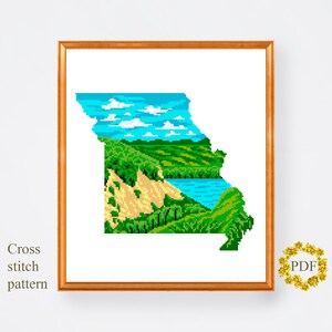 Missouri State Map Modern Cross Stitch Pattern PDF, Landscape America ...