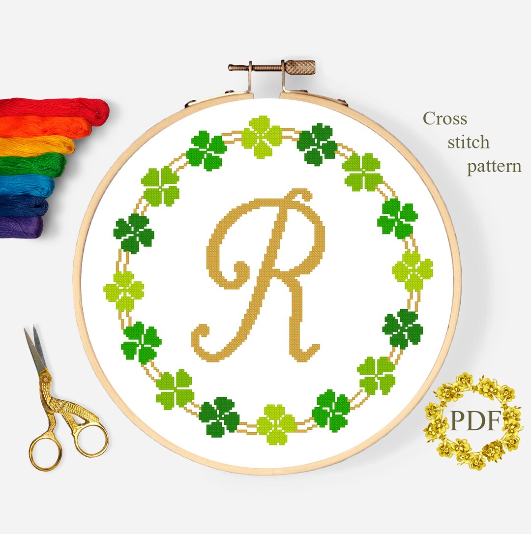 Letter R Modern Cross Stitch Pattern PDF, Monogram Counted Cross Stitch ...