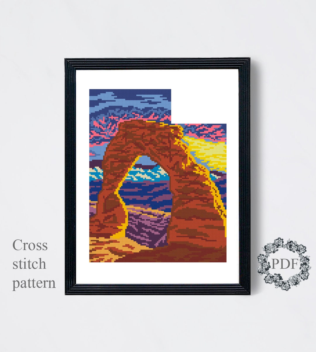 Utah State Map Modern Cross Stitch Pattern PDF Landscape - Etsy