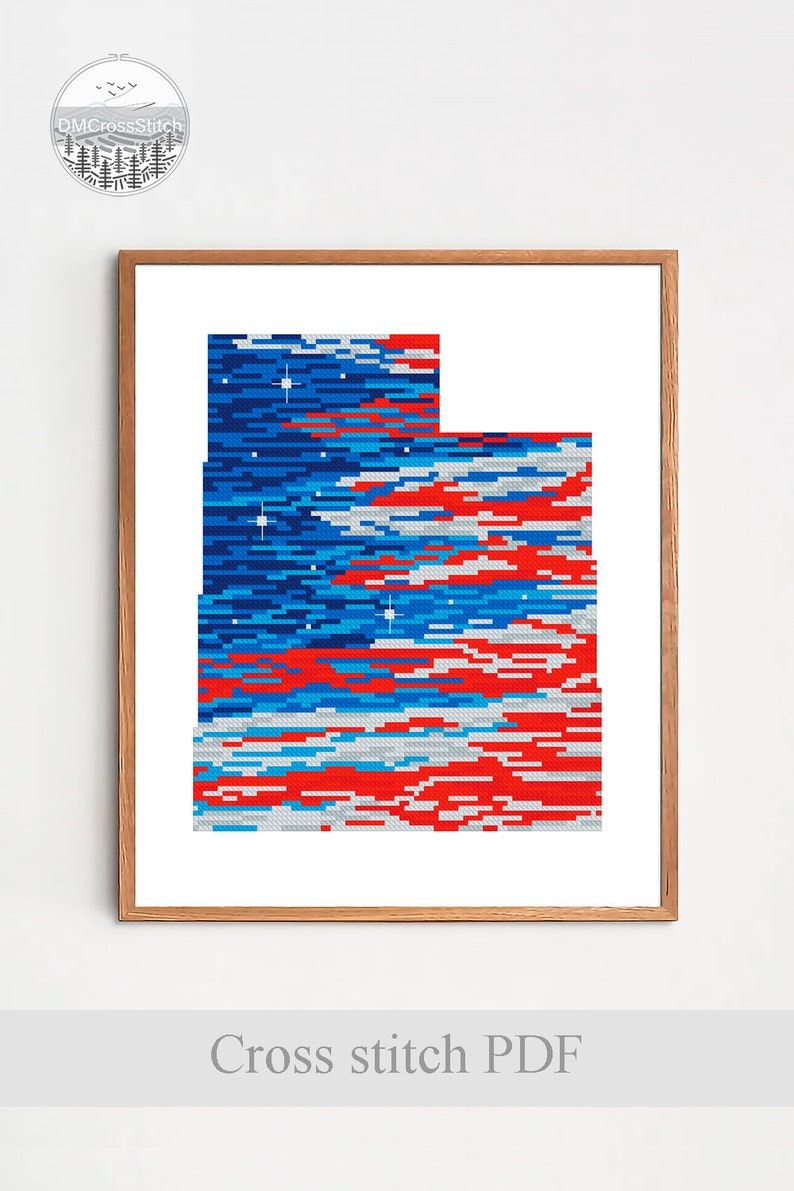 Utah State Map Modern Cross Stitch Pattern PDF Flag America - Etsy