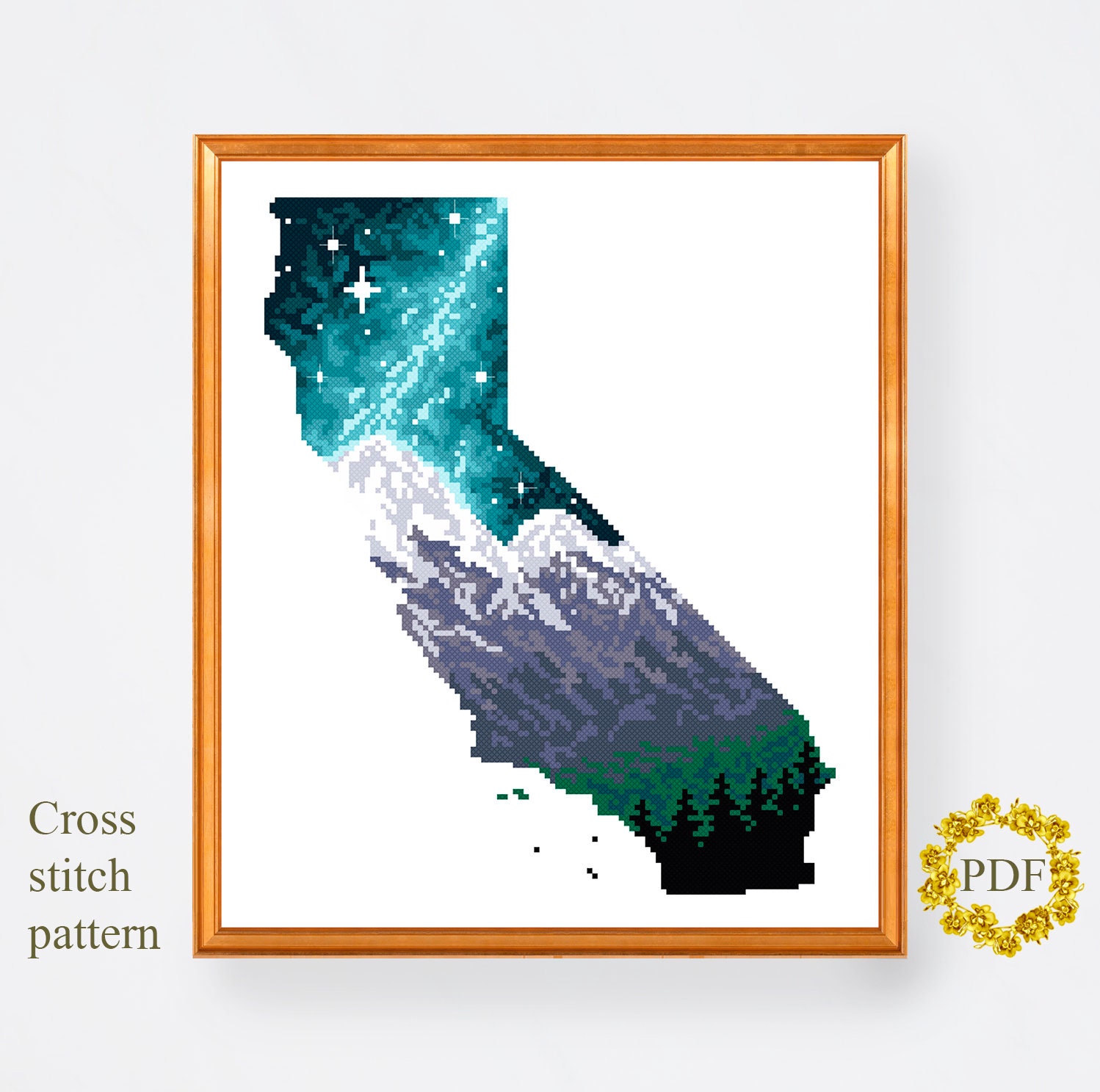 California State Modern Cross Stitch Pattern PDF Map Counted | Etsy