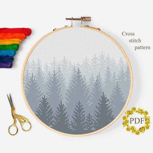 Cross Stitch Pattern. Nature Cross Stitch PDF. Landscape Cross - Etsy
