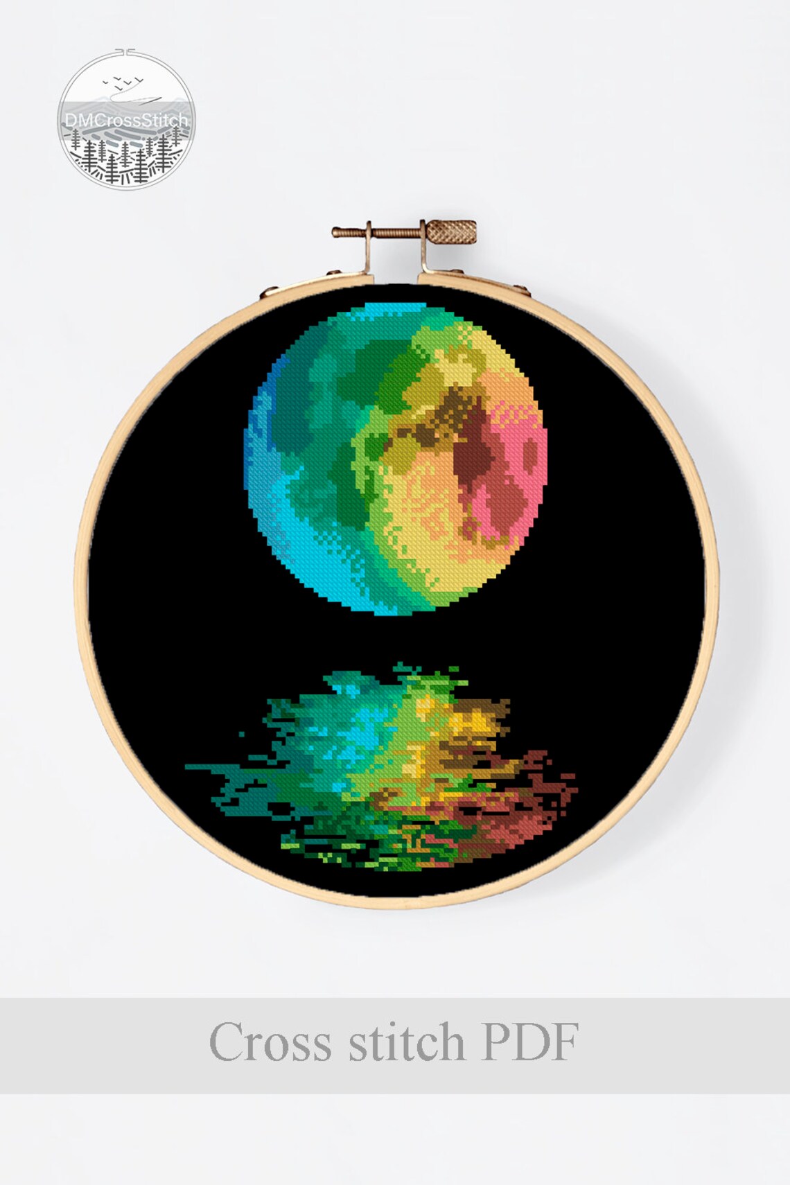 Moon Modern Cross Stitch Pattern PDF Night Landscape Counted - Etsy