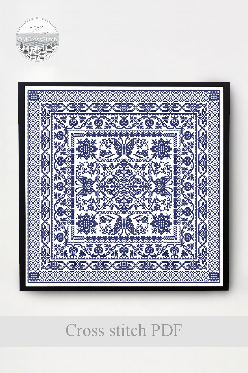 Monochromatic Sampler Cross Stitch Pattern PDF, Floral Folk Modern ...