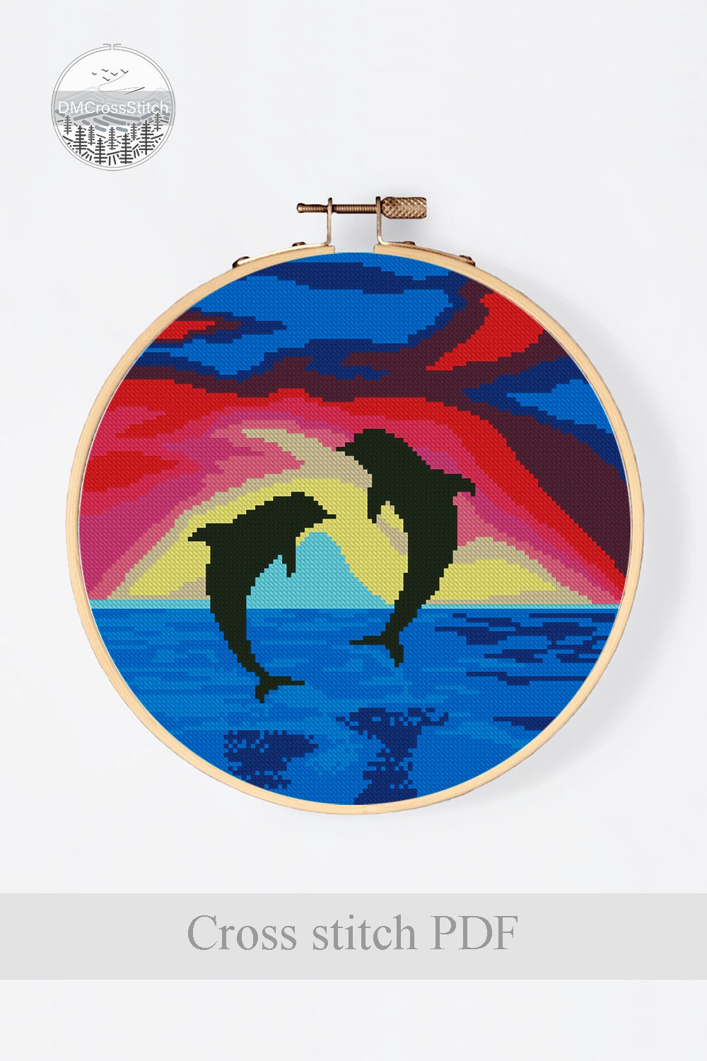 Dolphins Modern Cross Stitch Pattern PDF Sea Animal Counted | Etsy