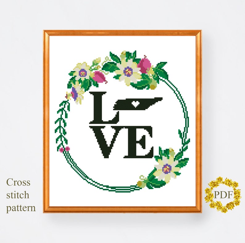 Love Tennessee State Modern Cross Stitch Pattern PDF Map | Etsy