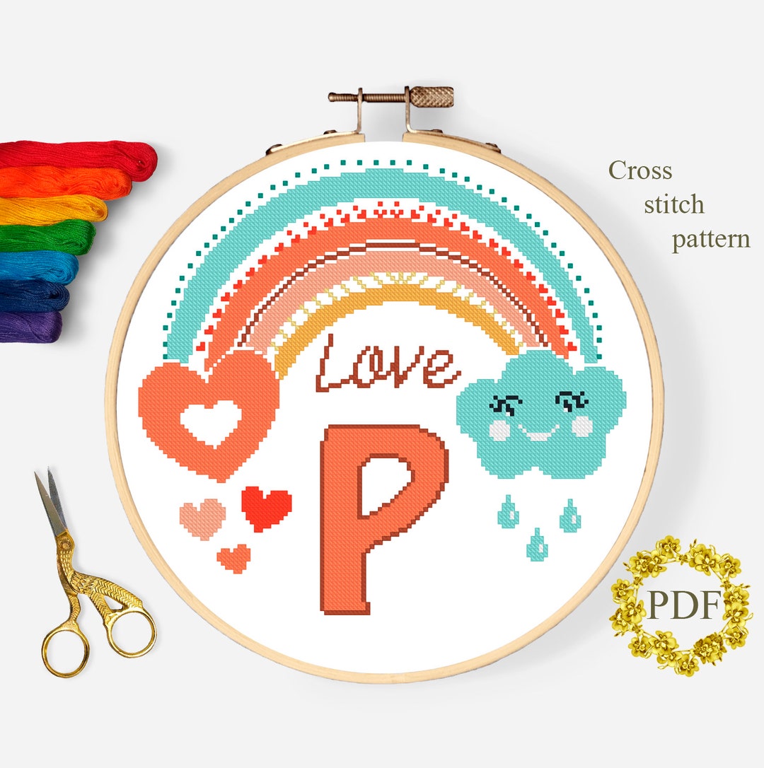 Letter P Modern Cross Stitch Pattern PDF, Monogram Baby Counted Cross ...