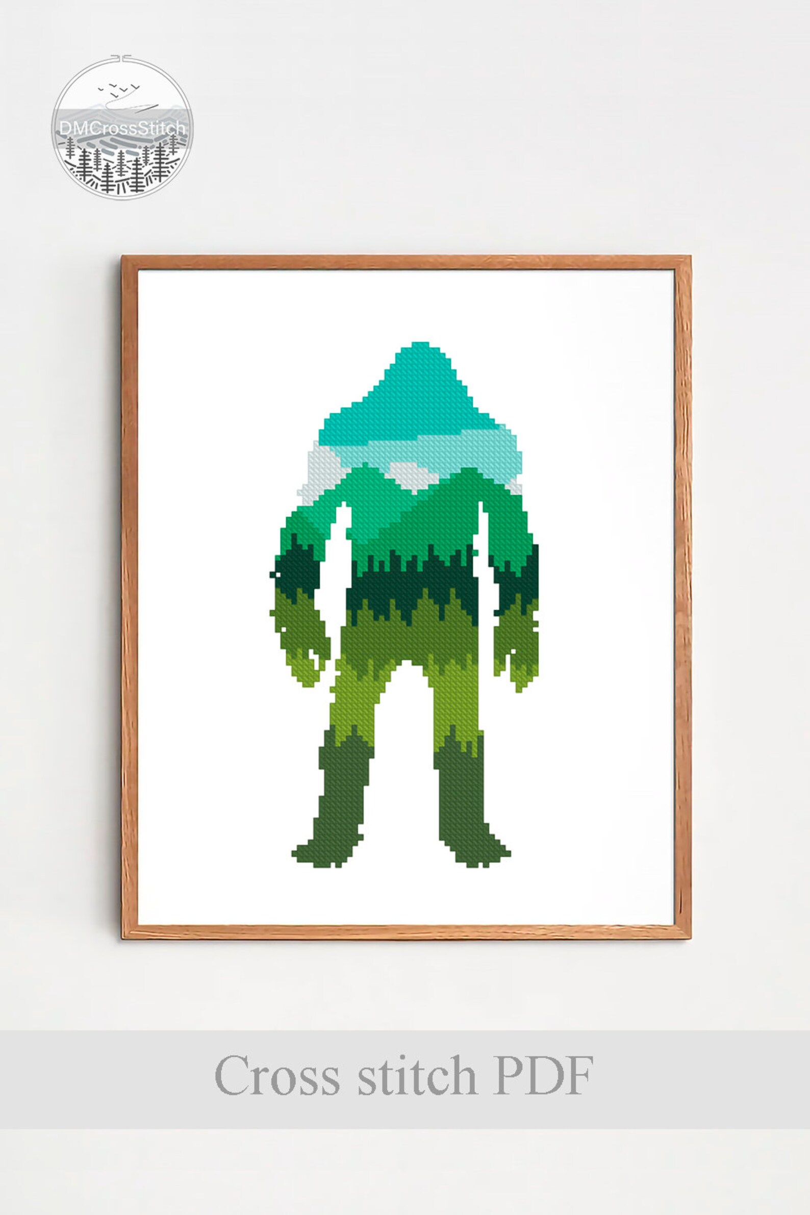 Bigfoot Modern Cross Stitch Pattern PDF Sasquatch Counted | Etsy
