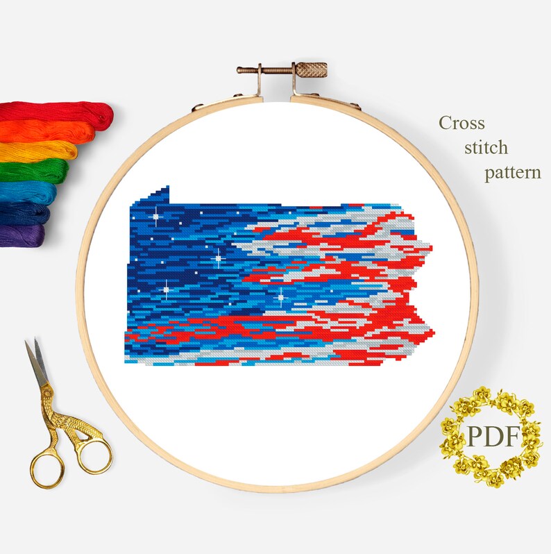 Pennsylvania State Modern Cross Stitch Pattern PDF Flag - Etsy